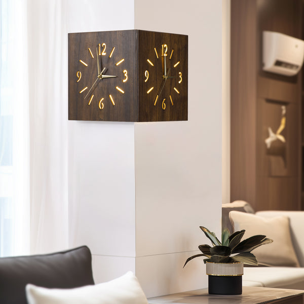 Sounds Activated Backlit Wooden Wall Clock, Corner Clock| EP Light – EP ...