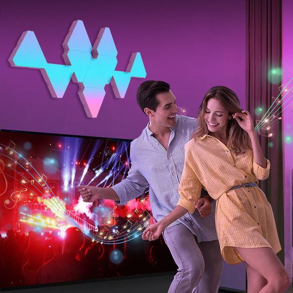 10-Pack Modular Triangle Smart Wall Light Touch Sensitive RGB LED ...